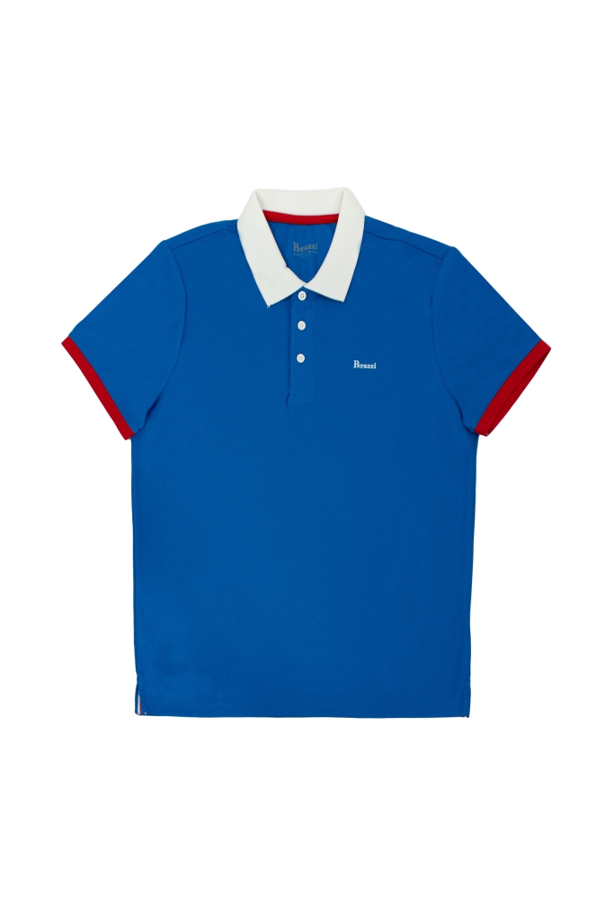 Polo shirt technical with short sleeves and colored collar
